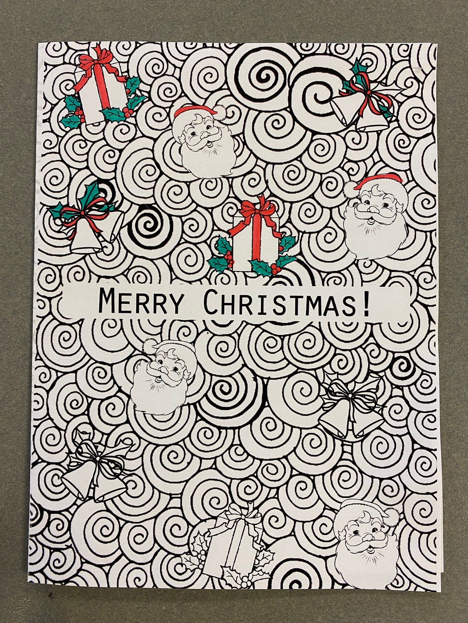 Christmas Greeting Card Coloring Page Coloring Card Printable Digital ...