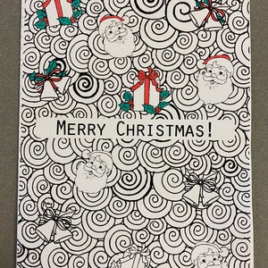 Christmas Greeting Card Coloring Page Coloring Card Printable Digital ...