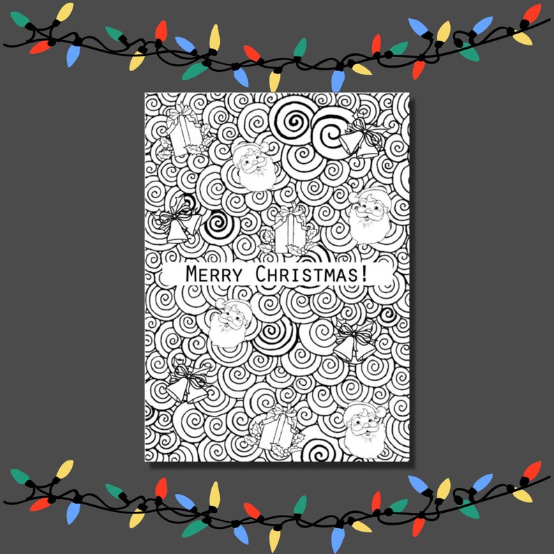 Christmas Greeting Card Coloring Page Coloring Card Printable Digital ...
