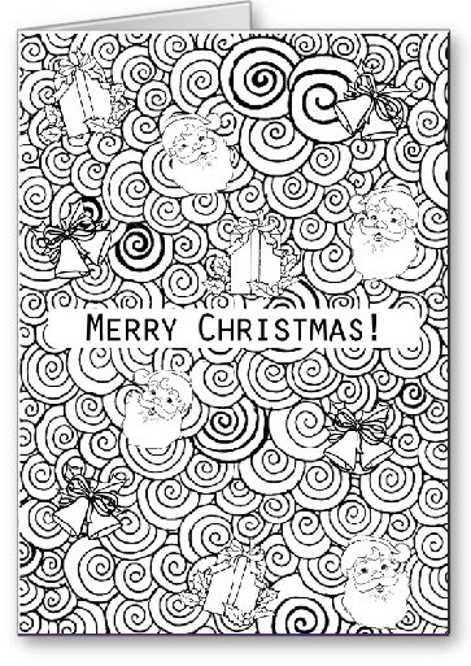 Christmas Greeting Card Coloring Page Coloring Card Printable Digital ...