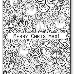 Christmas Greeting Card Coloring Page Coloring Card Printable Digital ...