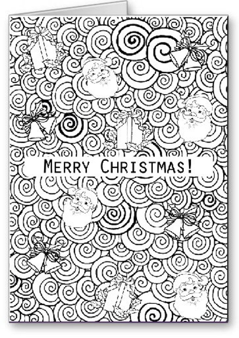 Christmas Greeting Card Coloring Page Coloring Card Printable Digital ...