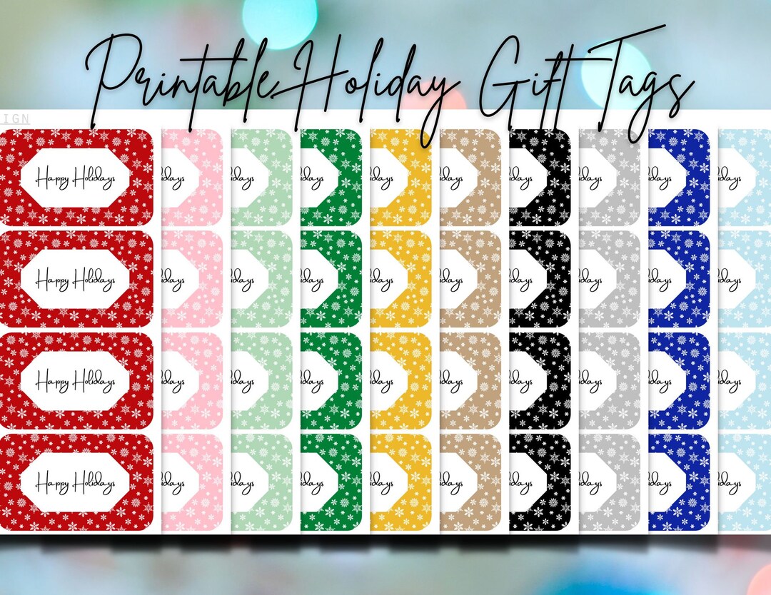 Holiday Christmas Gift Tag - Printable Tag - Happy Holidays Gift Tag ...