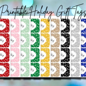 Holiday Christmas Gift Tag Printable Tag Happy Holidays Gift Tag Favor ...