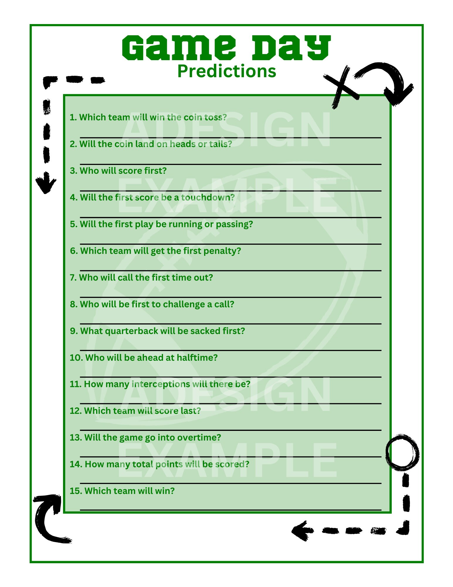 Super Bowl Game Day Bundle - Football Party Games - Football Squares ...