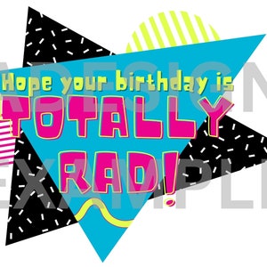 90s Retro Birthday Card: Totally Rad Design (PDF) - Etsy