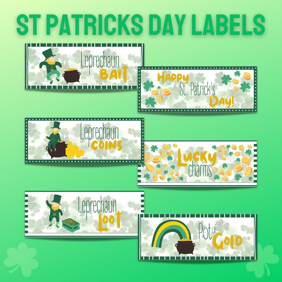 St Patrick's Day Bag Topper, St Pattys Day Treat, Snack Label, Food Tag ...