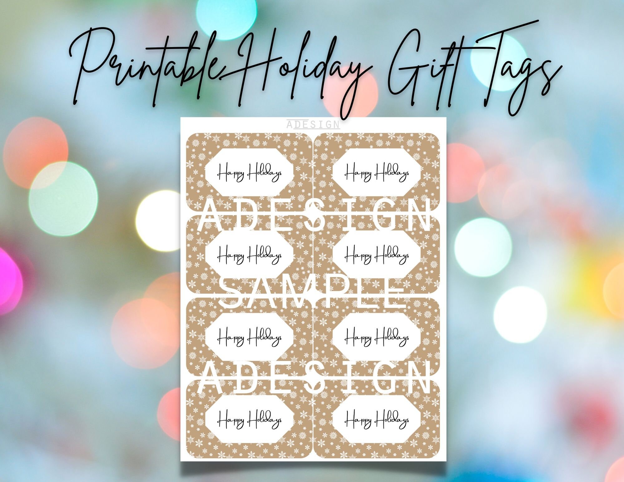 Holiday Christmas Gift Tag - Printable Tag - Happy Holidays Gift Tag ...