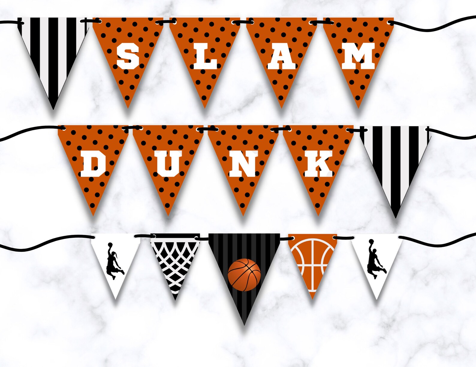 Printable Basketball Banner - Pennant Banner - Basketball Party Banner ...