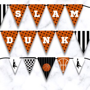 Printable Basketball Banner - Pennant Banner - Basketball Party Banner ...