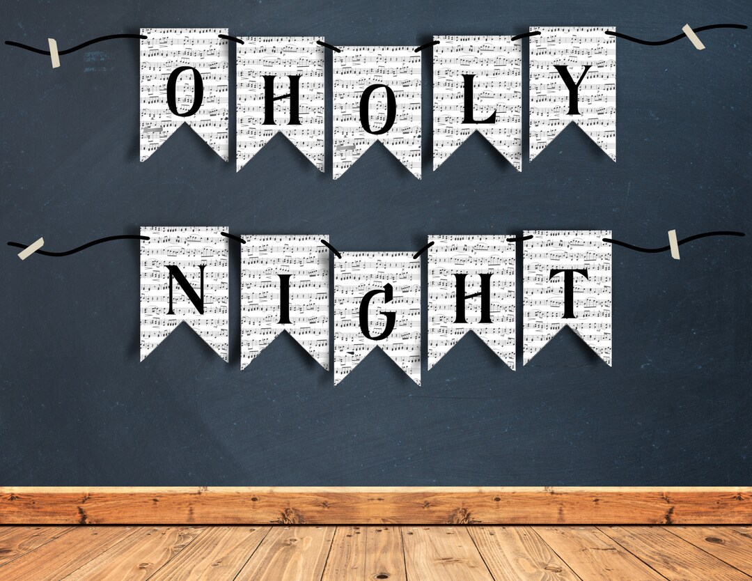 Printable Musical Notes Banner Flags - Christmas Pennant Banner - Black ...