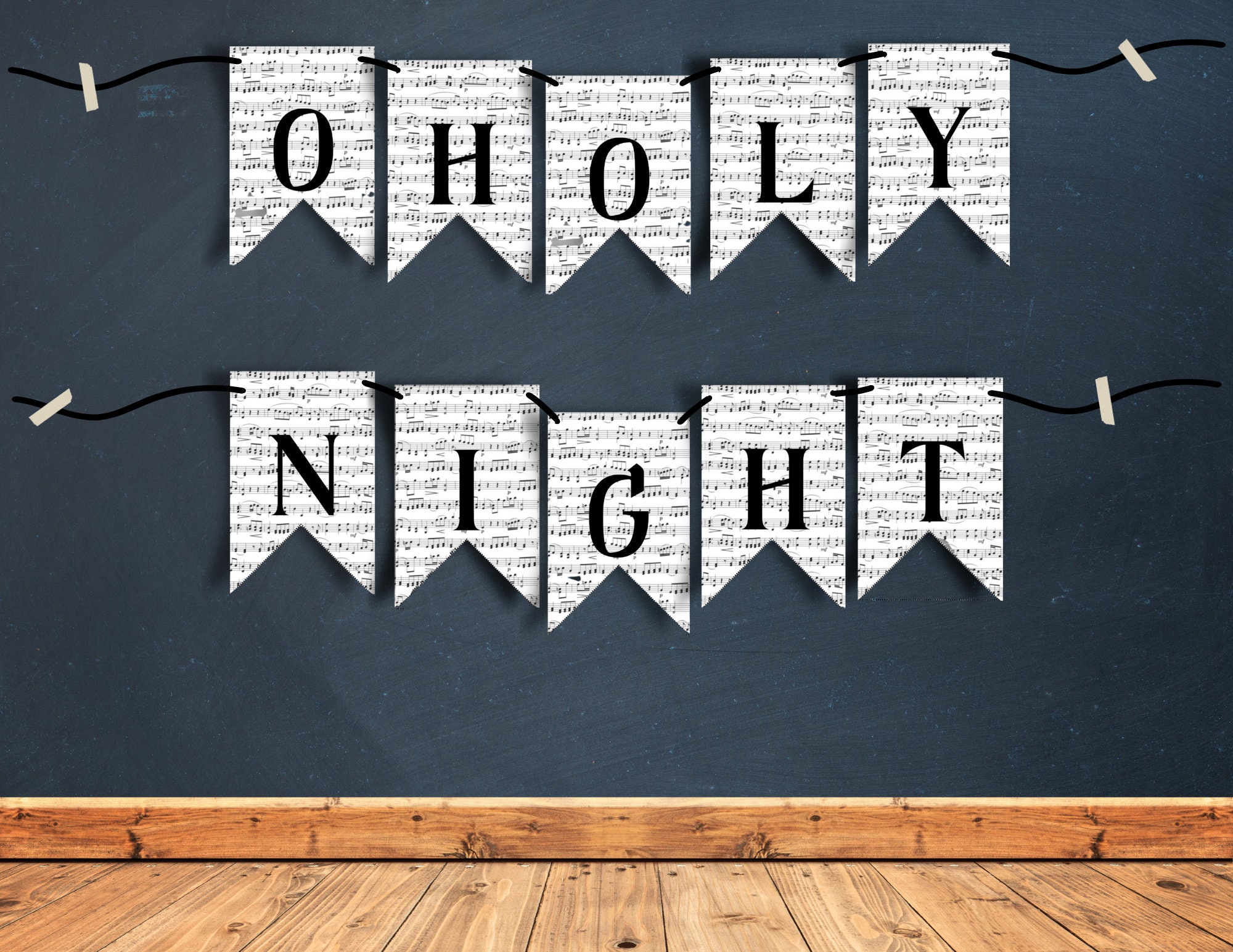 Printable Musical Notes Banner Flags - Christmas Pennant Banner - Black ...