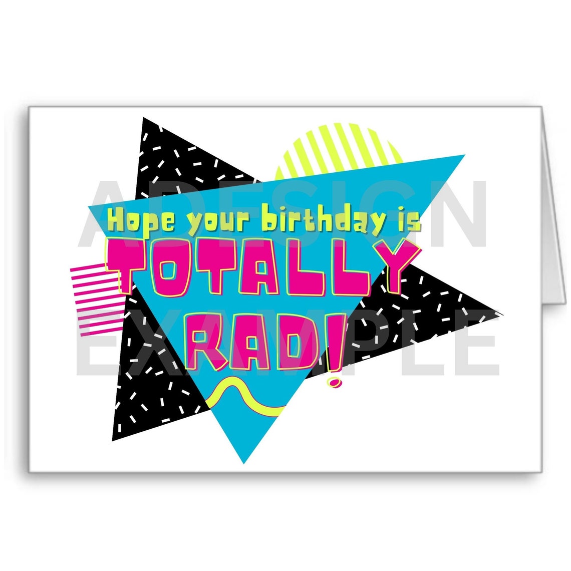 90s Retro Birthday Card: Totally Rad Design (PDF) - Etsy