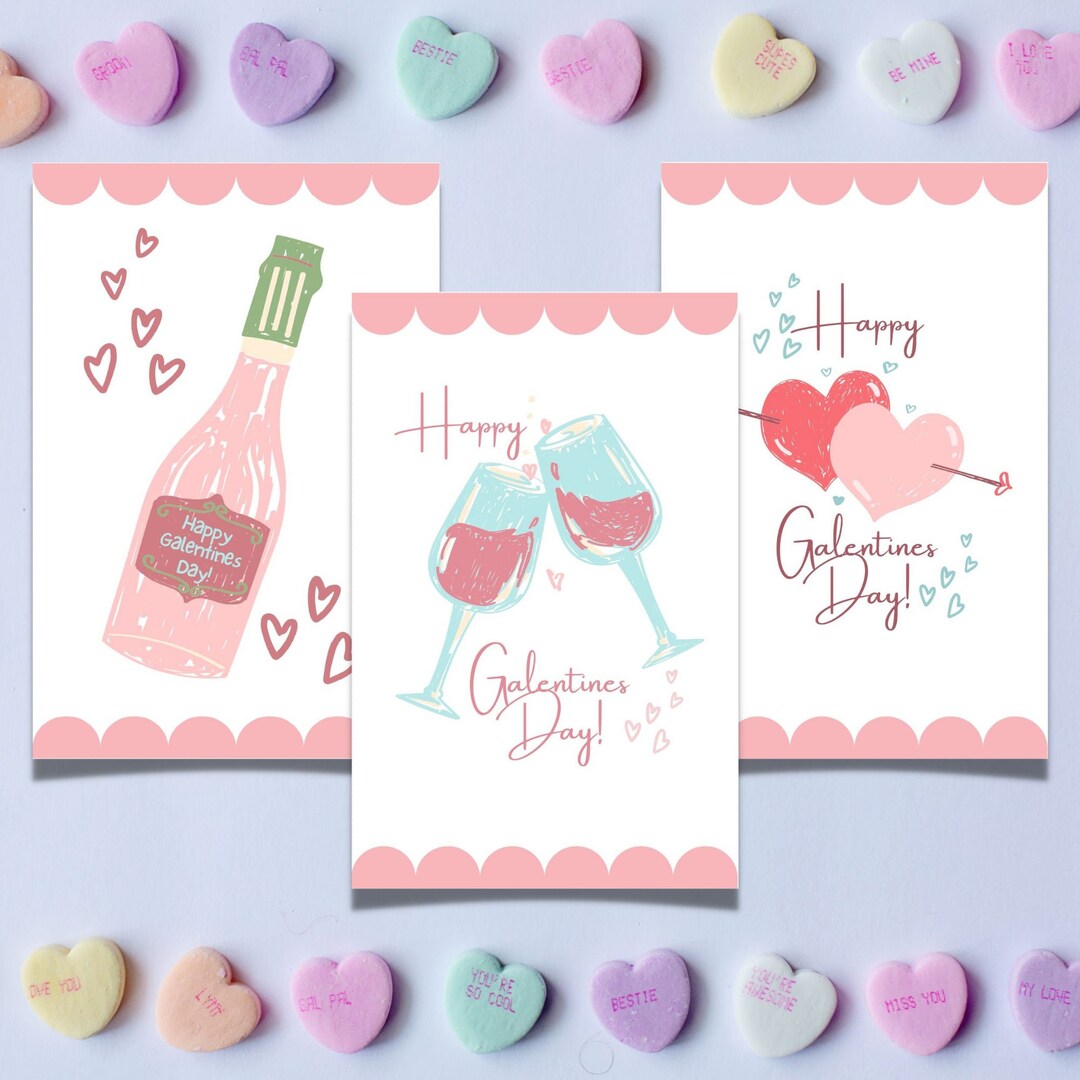 Printable Galentines Day Card Set for Bestie and Girl Gang - Valentines ...