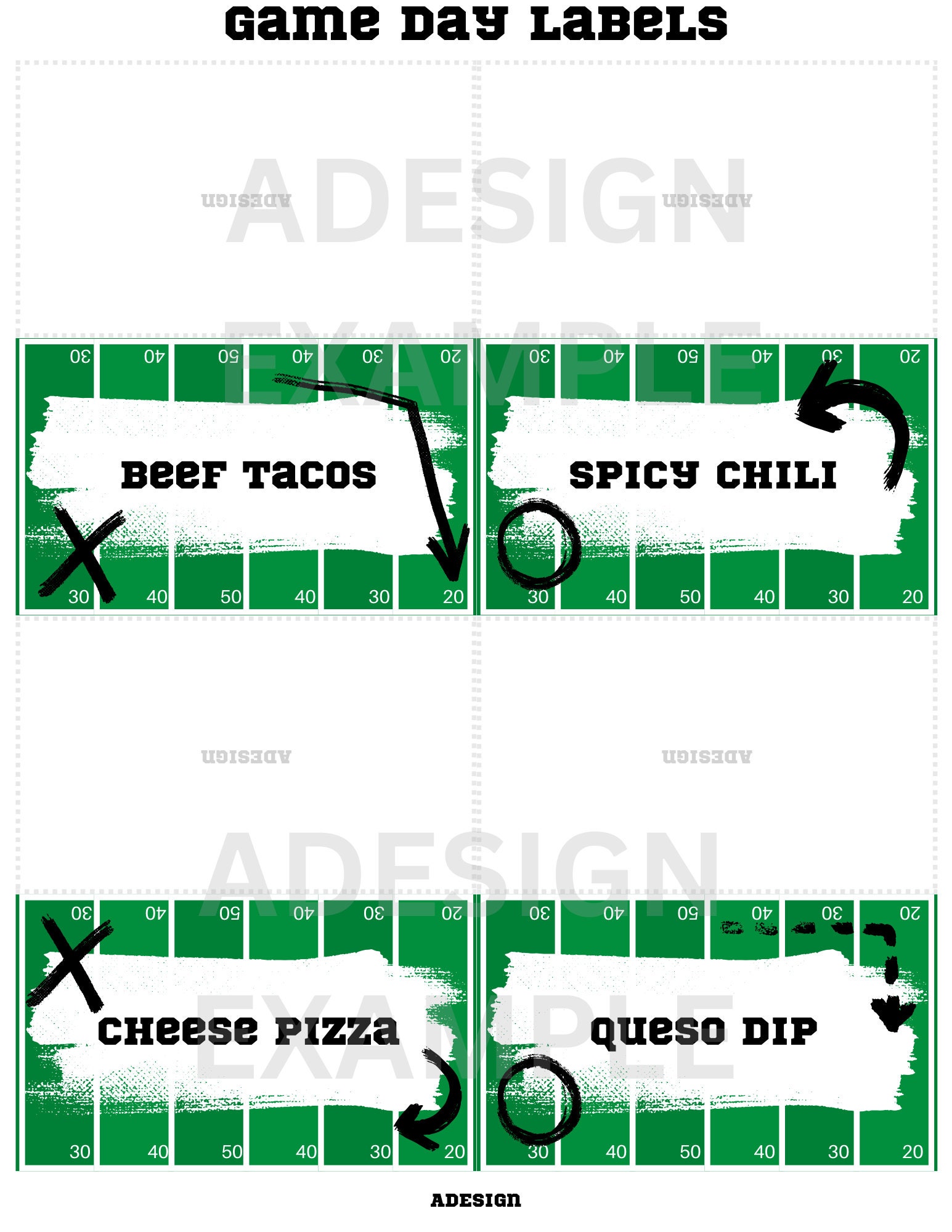 Football Game Day Food Labels Template - the Big Game Printable (canva ...