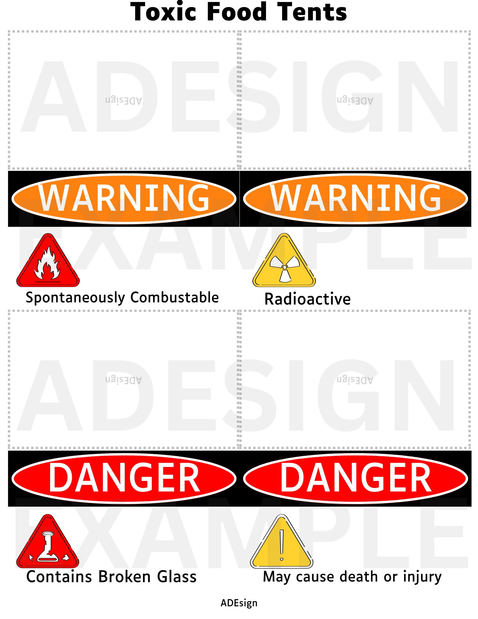 Toxic Food Labels, Hazard Symbol Label, Halloween Food Tent, Warning ...