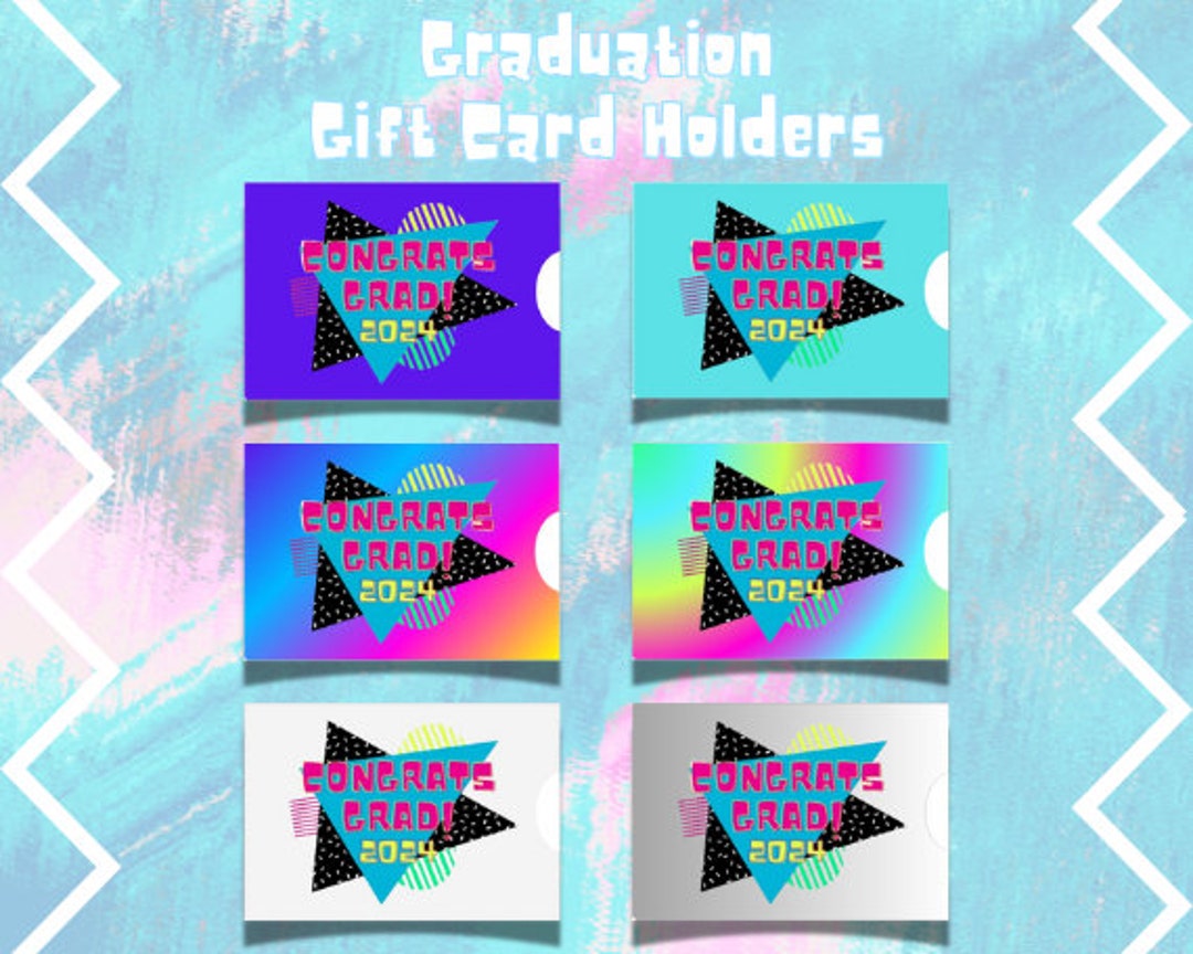 Printable Graduation Gift Card Holder - 90s Retro Graduation Gift Card ...