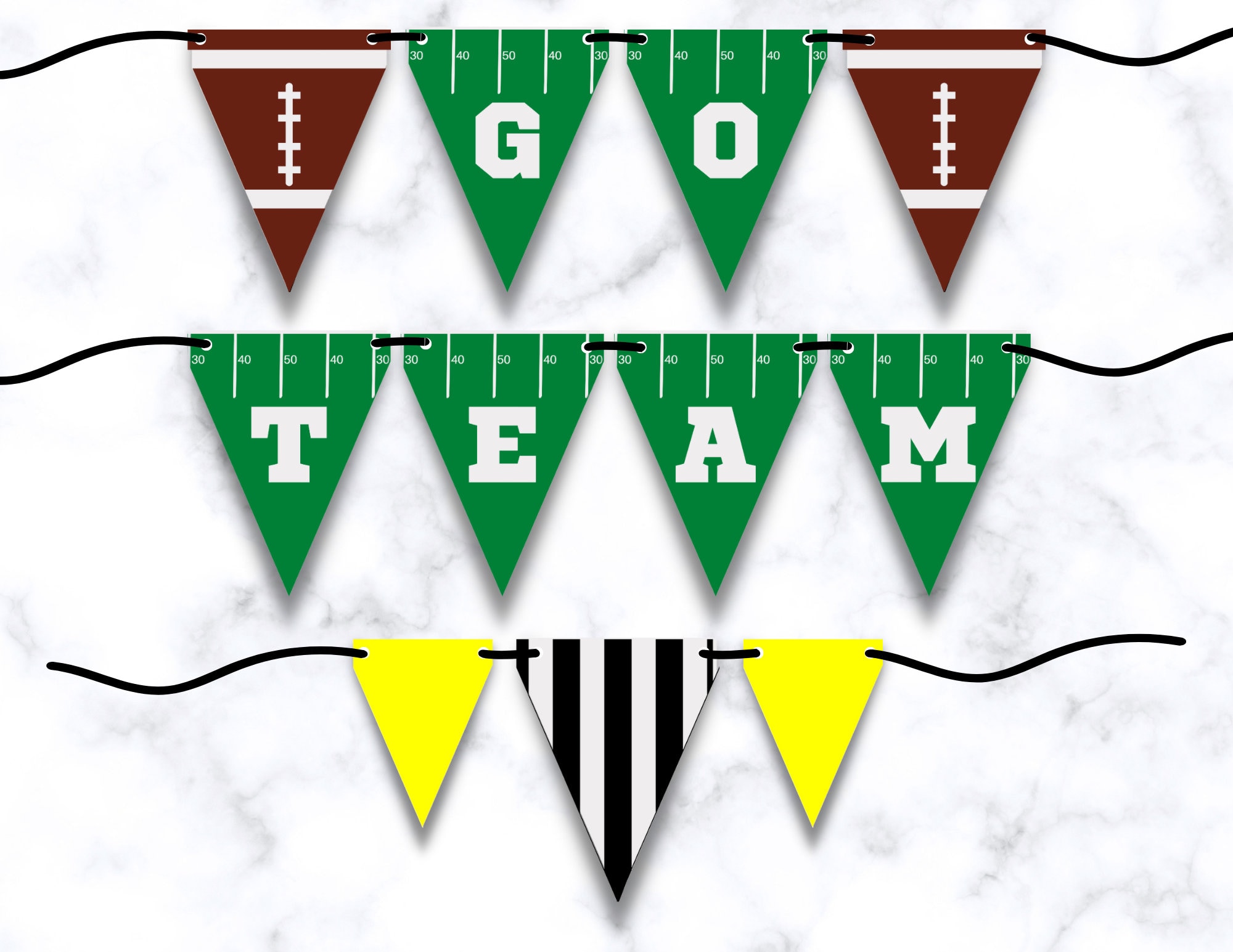Printable Football Banner - Pennant Flags - Football Party Decor ...