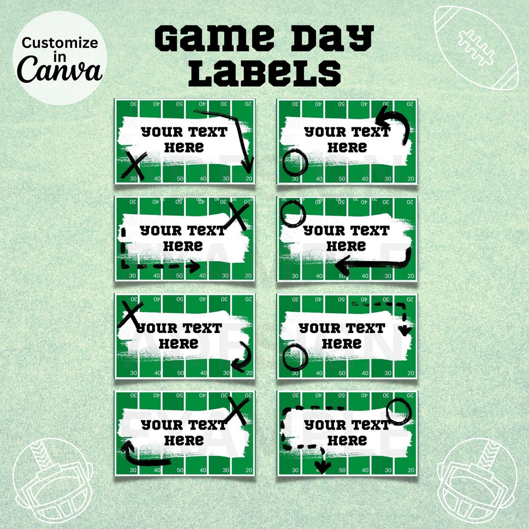 Football Game Day Food Labels Template (canva Editable) - Etsy