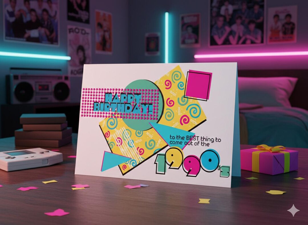 90s Retro Birthday Card: Nostalgic Throwback (PDF) - Etsy