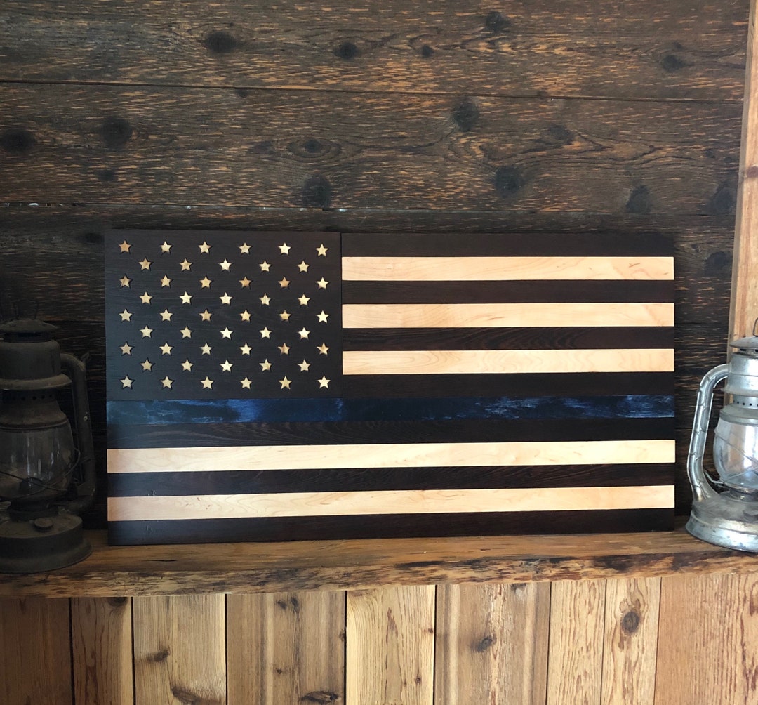 Rustic Thin Blue Line Flag - Etsy