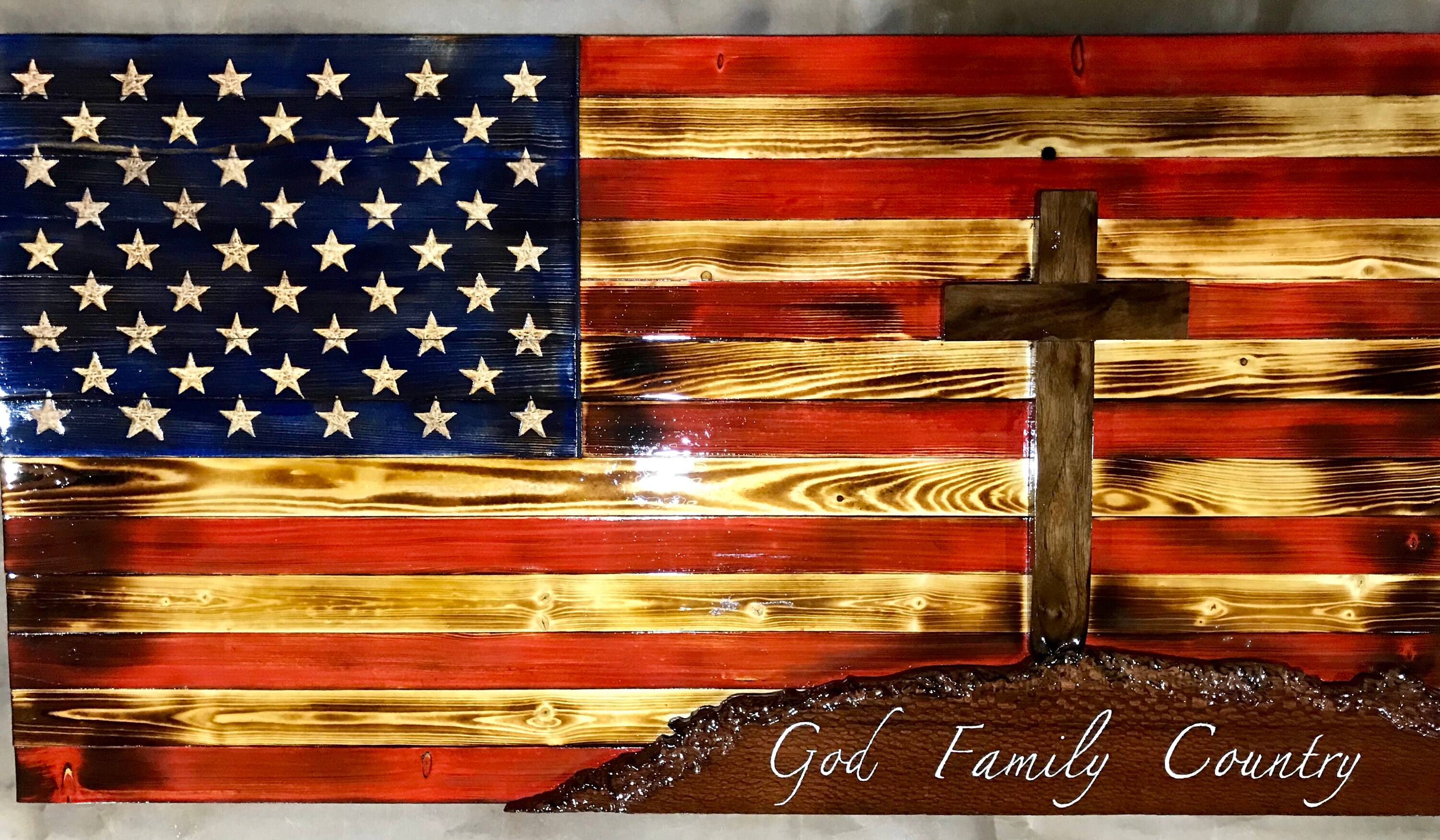 Rustic American Flags. God Family Country. | Etsy