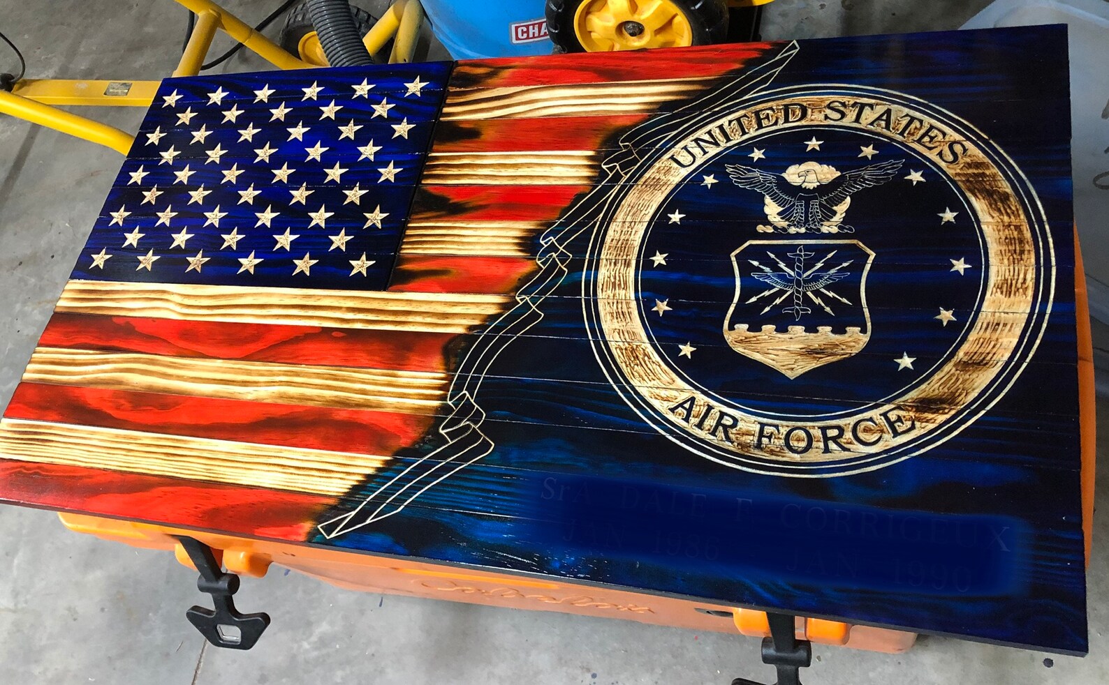 Rustic Flag With Hand Carved Emblem Design - Etsy