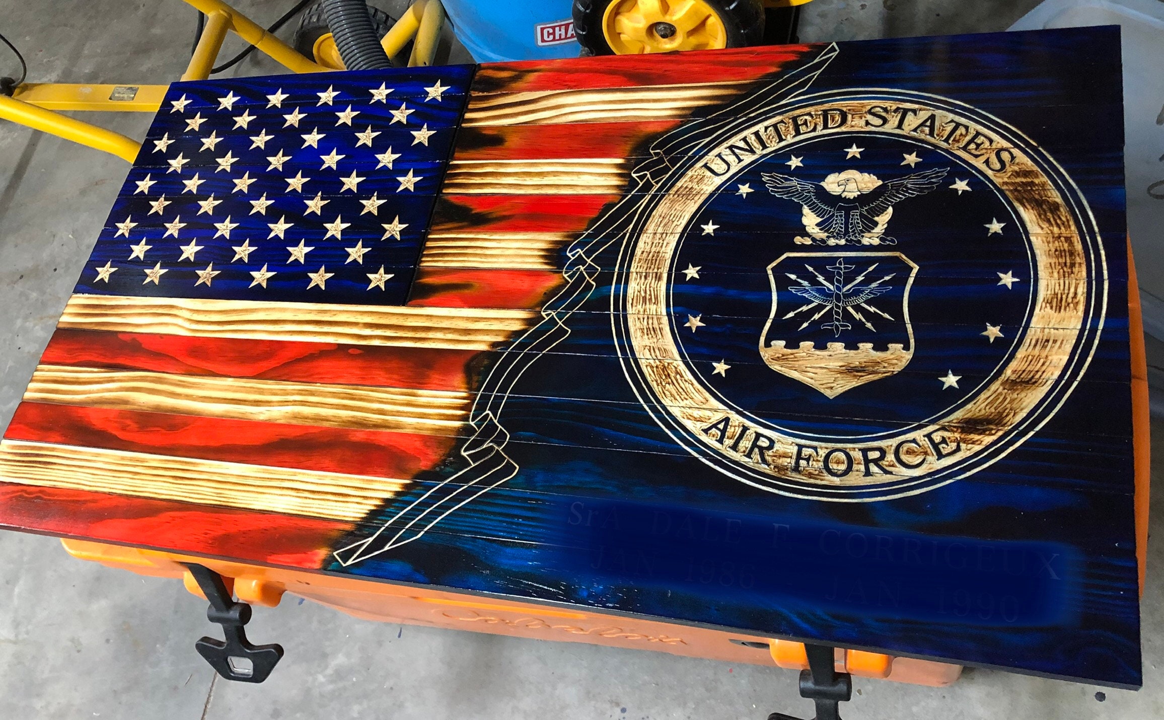 Rustic Flag With Hand Carved Emblem Design - Etsy