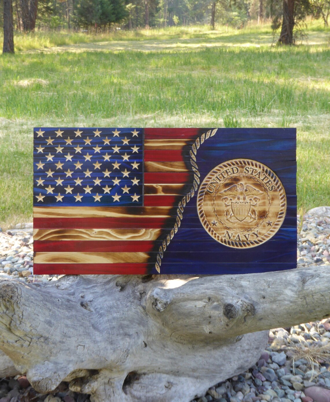 Rustic American Military Split Flag - Etsy