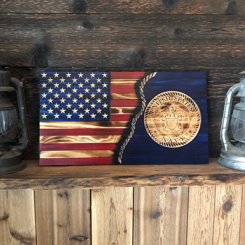 Rustic American Military Split Flag - Etsy