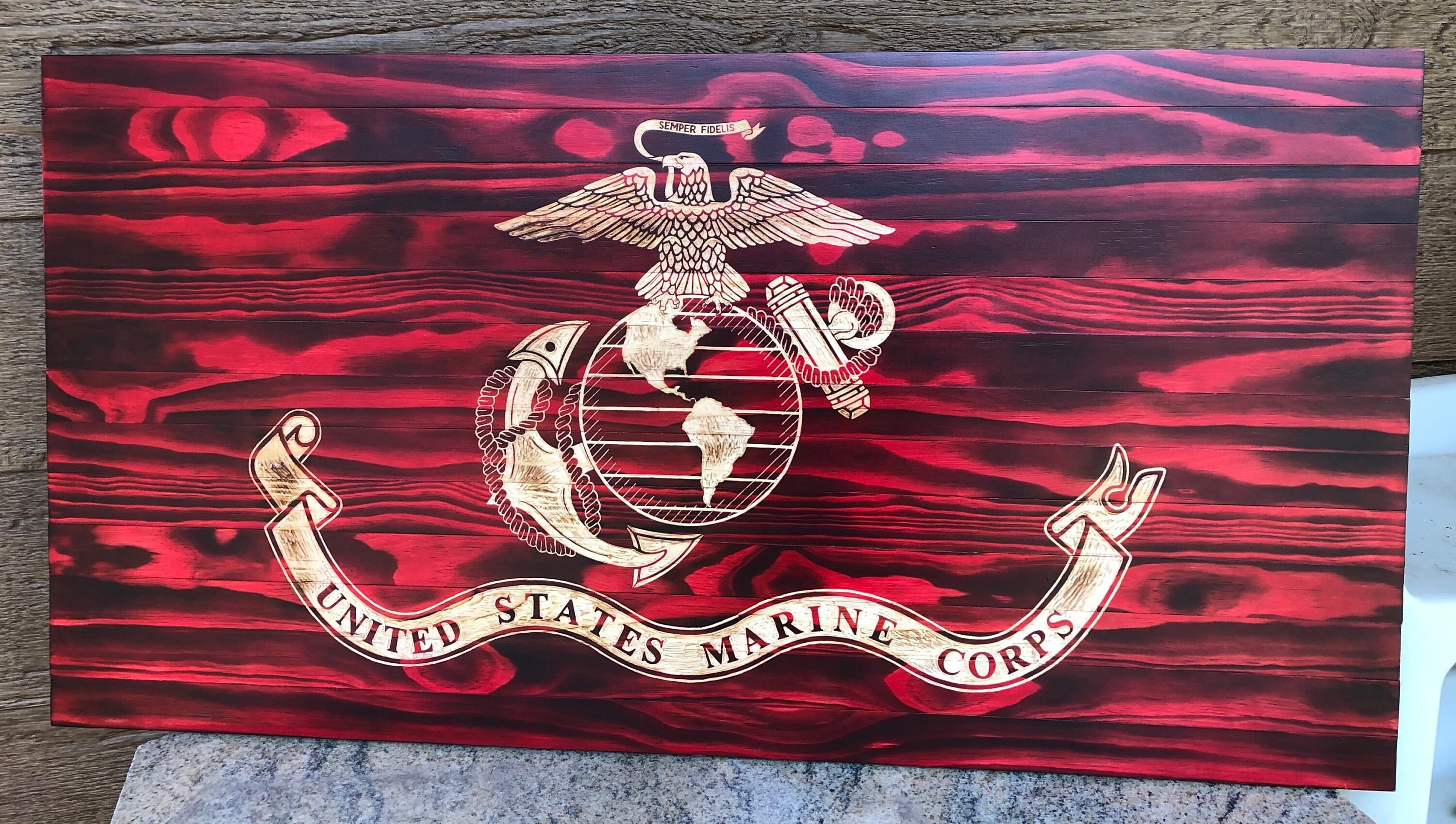 Rustic Flag With Hand Carved Emblem Design - Etsy