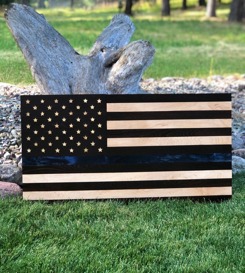 Rustic Thin Blue Line Flag - Etsy