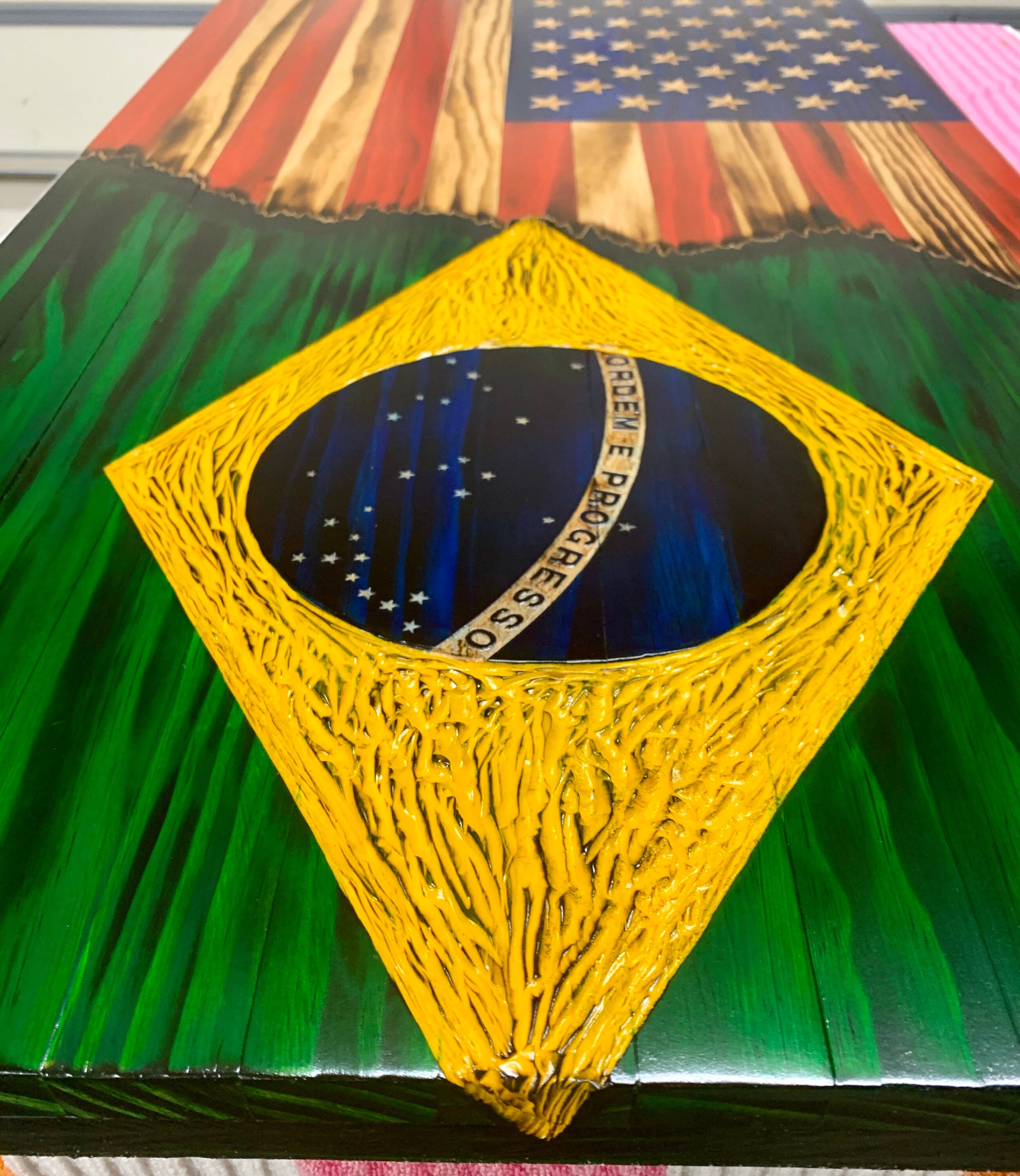 Rustic American Brazil Split Flag - Etsy