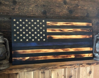 Rustic Thin Blue Line Flag - Etsy