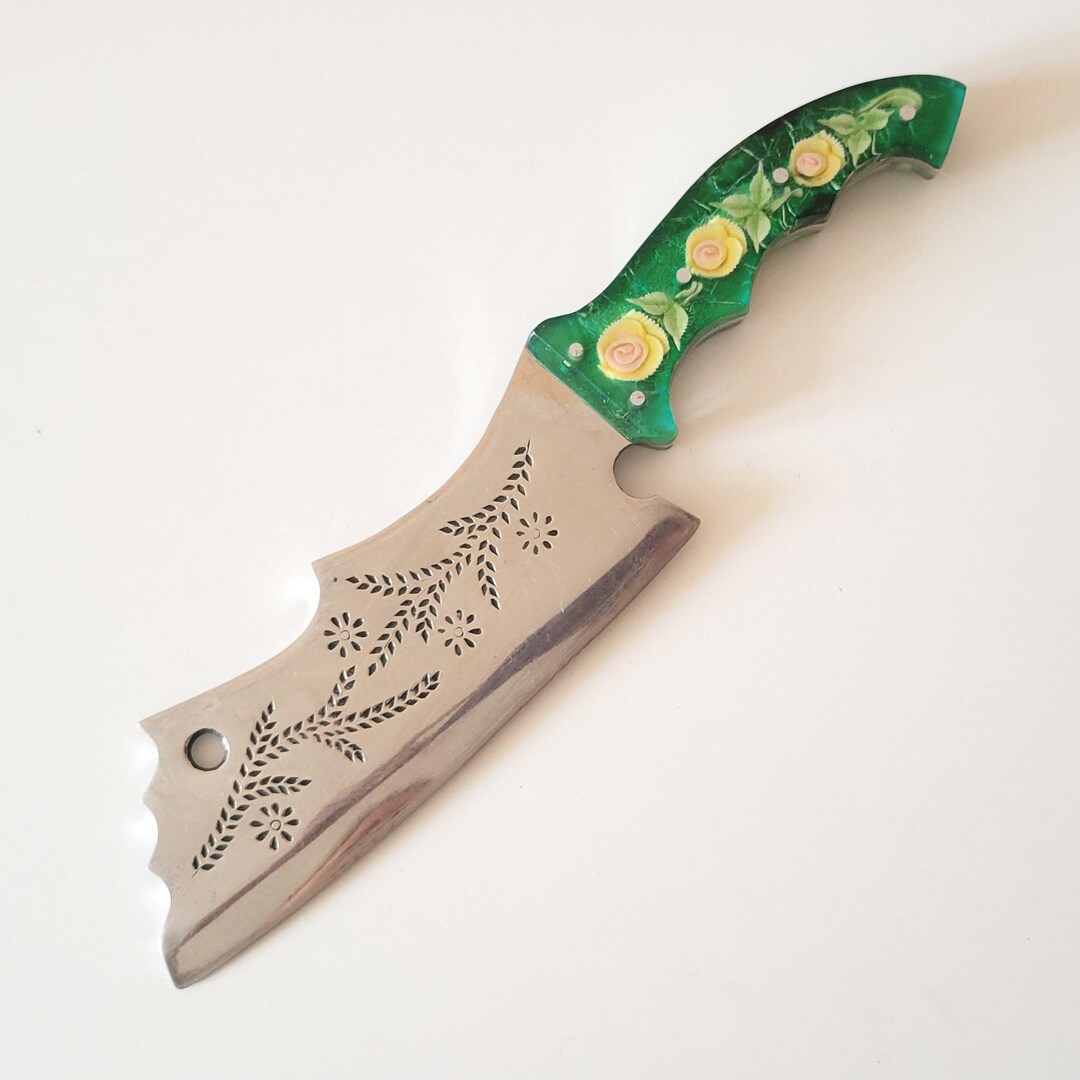 Vintage Meat Cleaver 70s Rose Antique Butcher Chopper Kitchen Soviet ...
