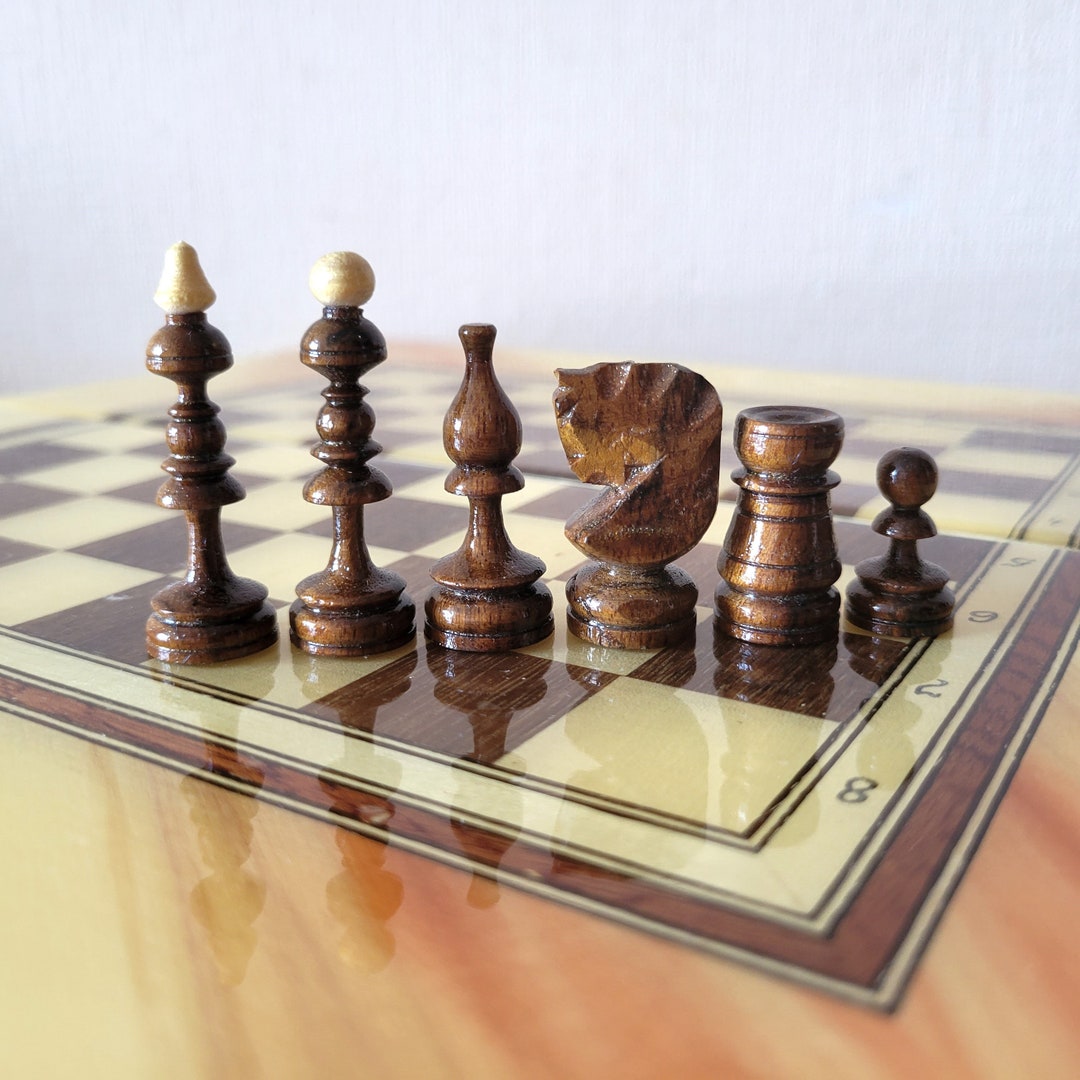 Vintage Soviet Chess Set 80s Intarsia Small Wooden Antique Russian - Etsy