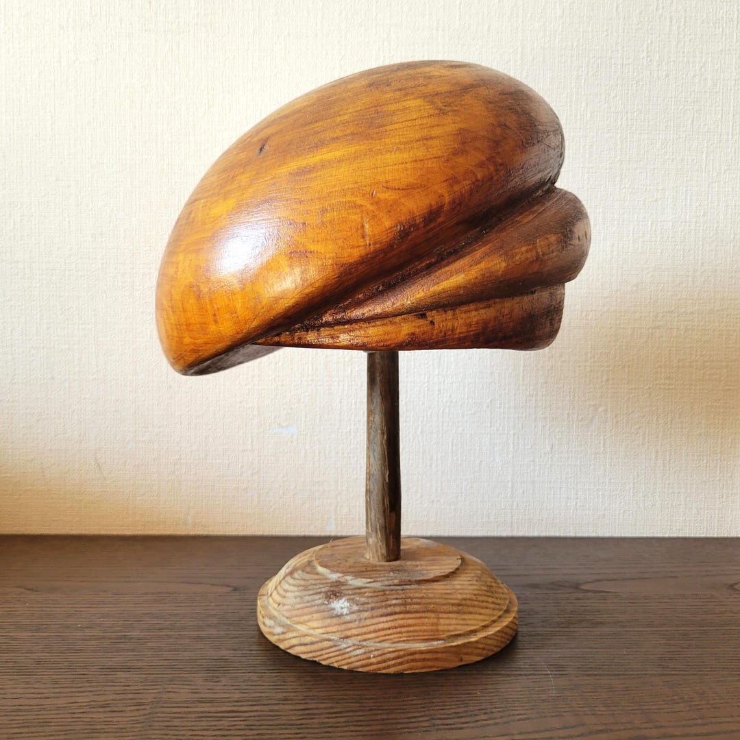 Beret Millinery Hat Block 50s Vintage Wooden Supplies Wood Form Antique ...