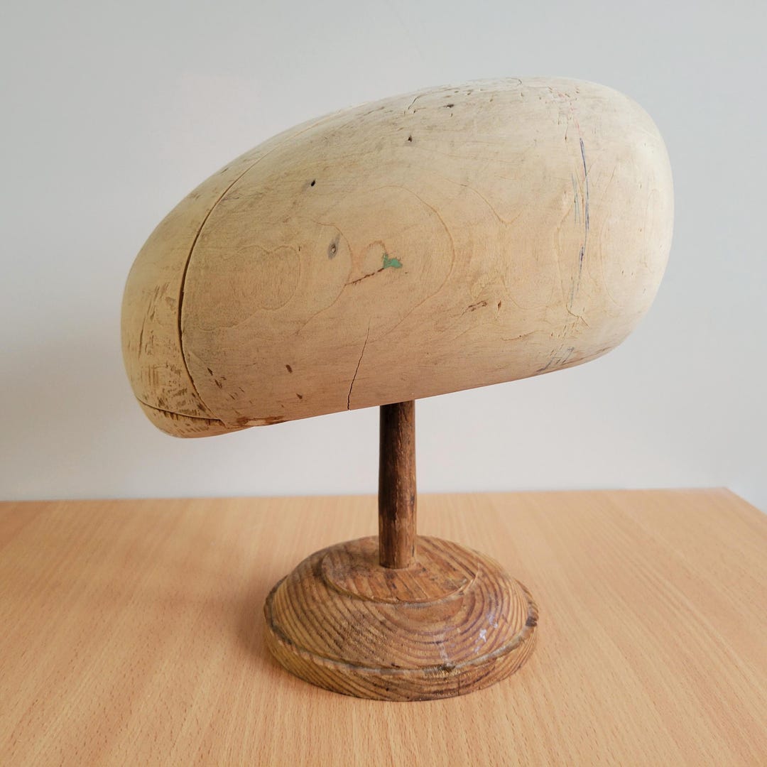 Beret Millinery Hat Block Vintage Wooden Supplies Wood Form Antique ...