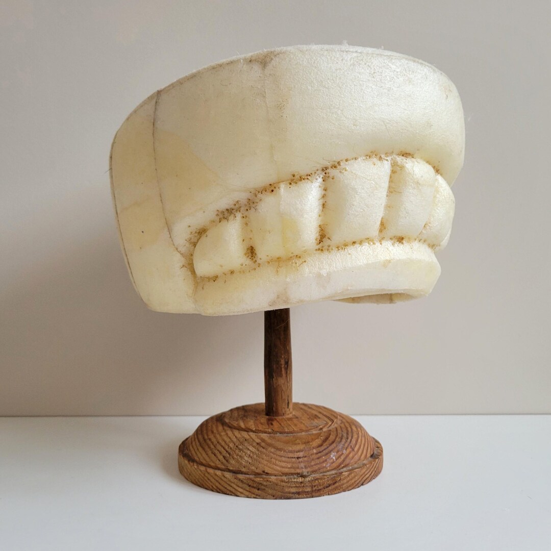 Large Beret Millinery Hat Block 90s Vintage Plastic Supplies Wood Form ...