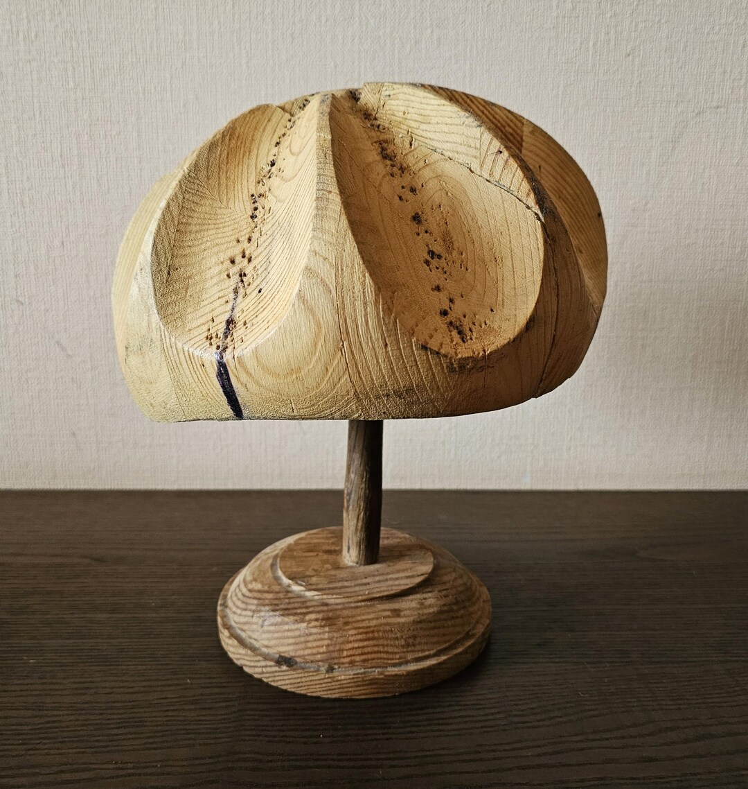 Beret Millinery Hat Block Vintage Wooden Supplies Wood Form Antique ...