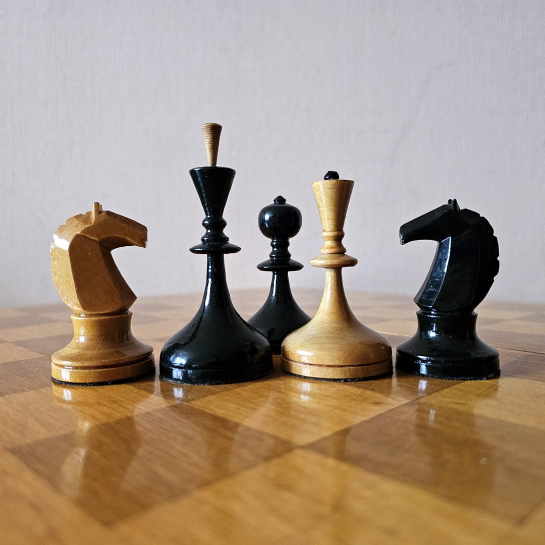 Valdai noble Soviet Chess Set 50s Vintage Handmade Wooden Chess Antique ...