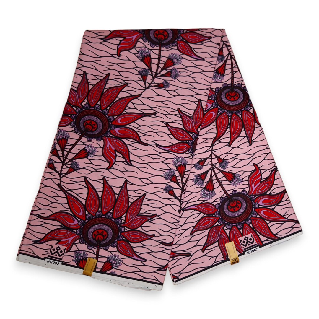 African Fabric - Red Flowers - Ankara Cotton Wax Print Fabrics ...