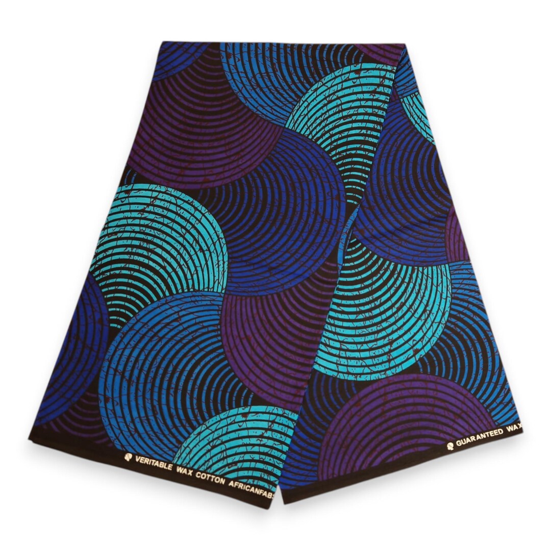 African Print Fabric - Blue & Turquoise Concentric Circle Design - Wax ...