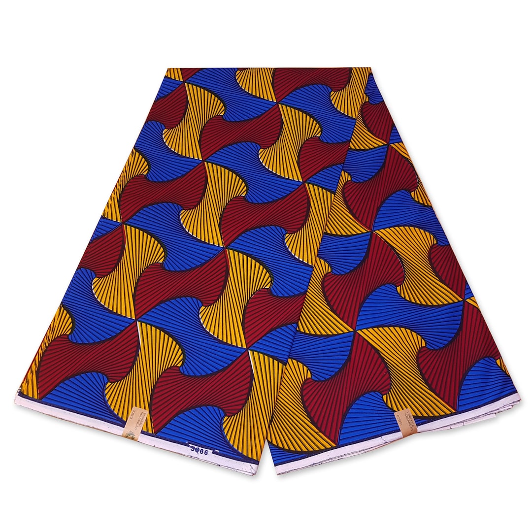 Vlisco Wax Hollandais - Red / Yellow / Blue SANTANA African Wax Print ...
