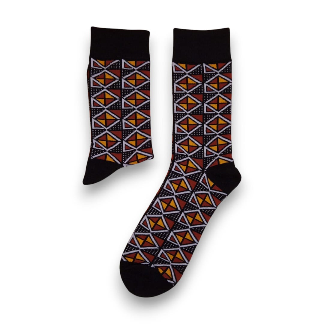 African Socks / Afro Socks / African Print Socks - Maroon Bogolan - Etsy