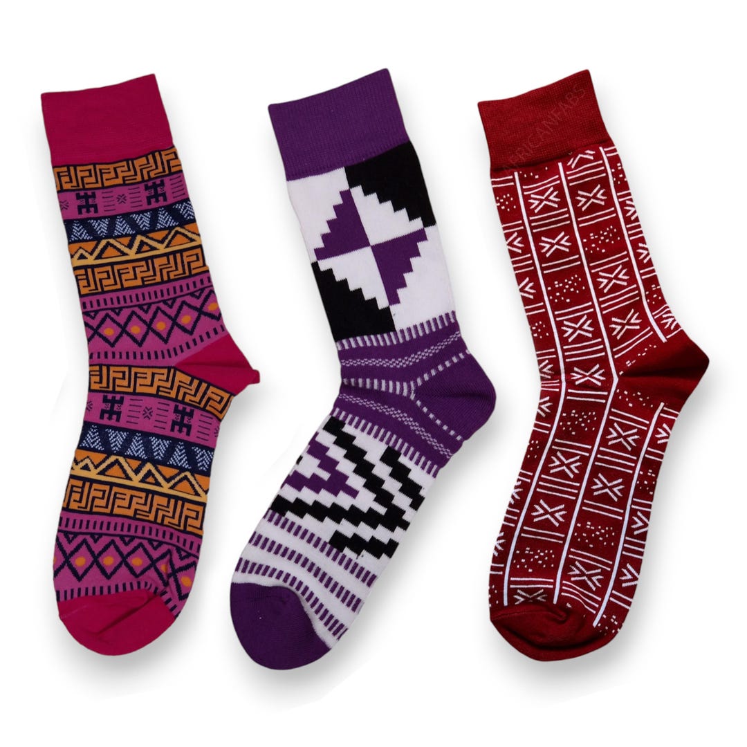 Set of 3 Pairs ENẸIRRỌVBUGIE African Socks / Afro Socks / African Print ...