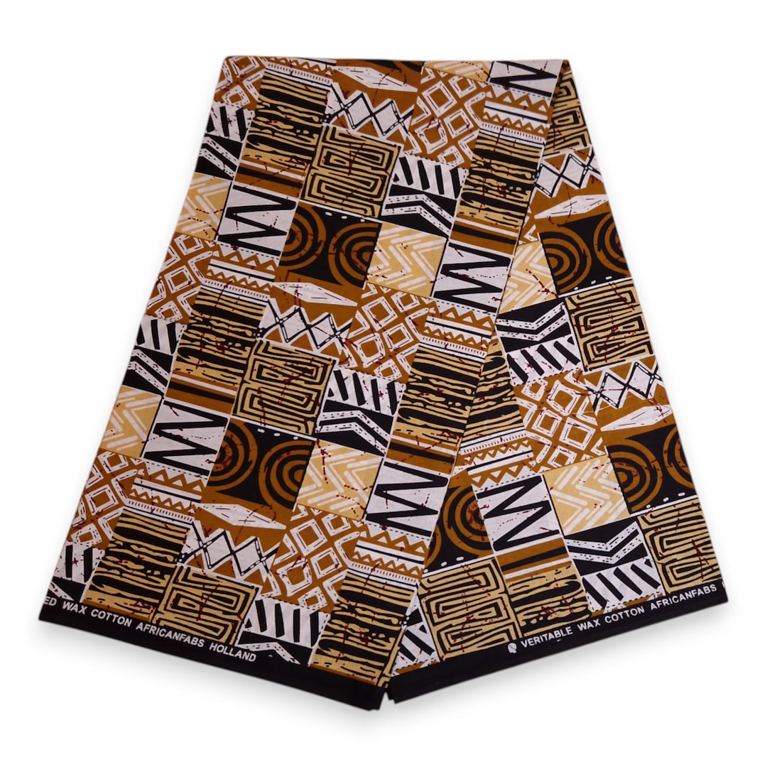 African Print Fabric - Sand Bogolan Mosaic - Wax Print Fabric / African ...