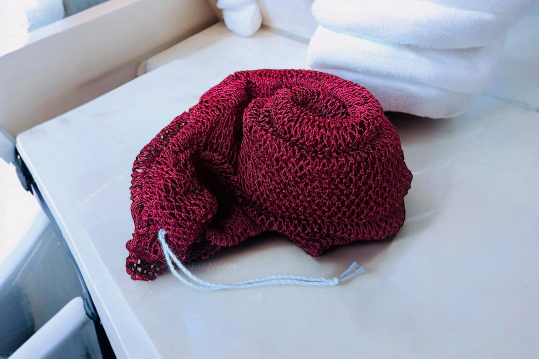 African Net Sponge / African Exfoliating Net / Sapo Sponge - Burgundy ...
