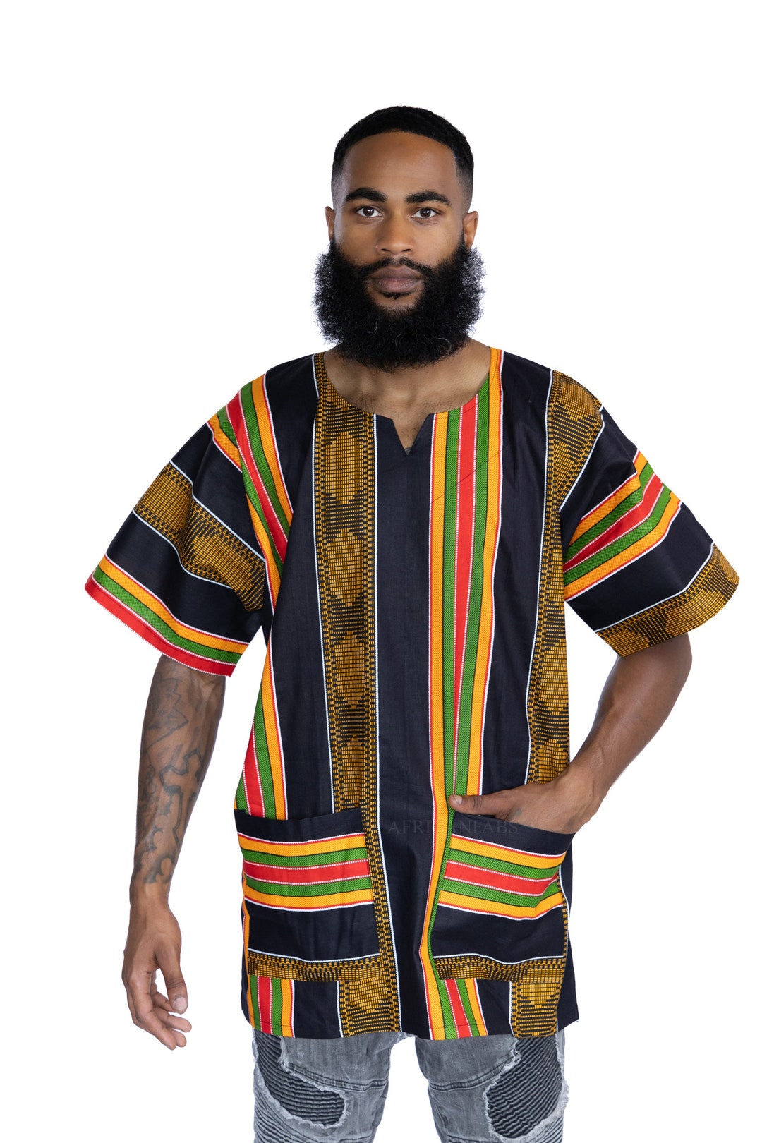 Black Pan Africa Dashiki Shirt / Dashiki Dress - African Print Top ...