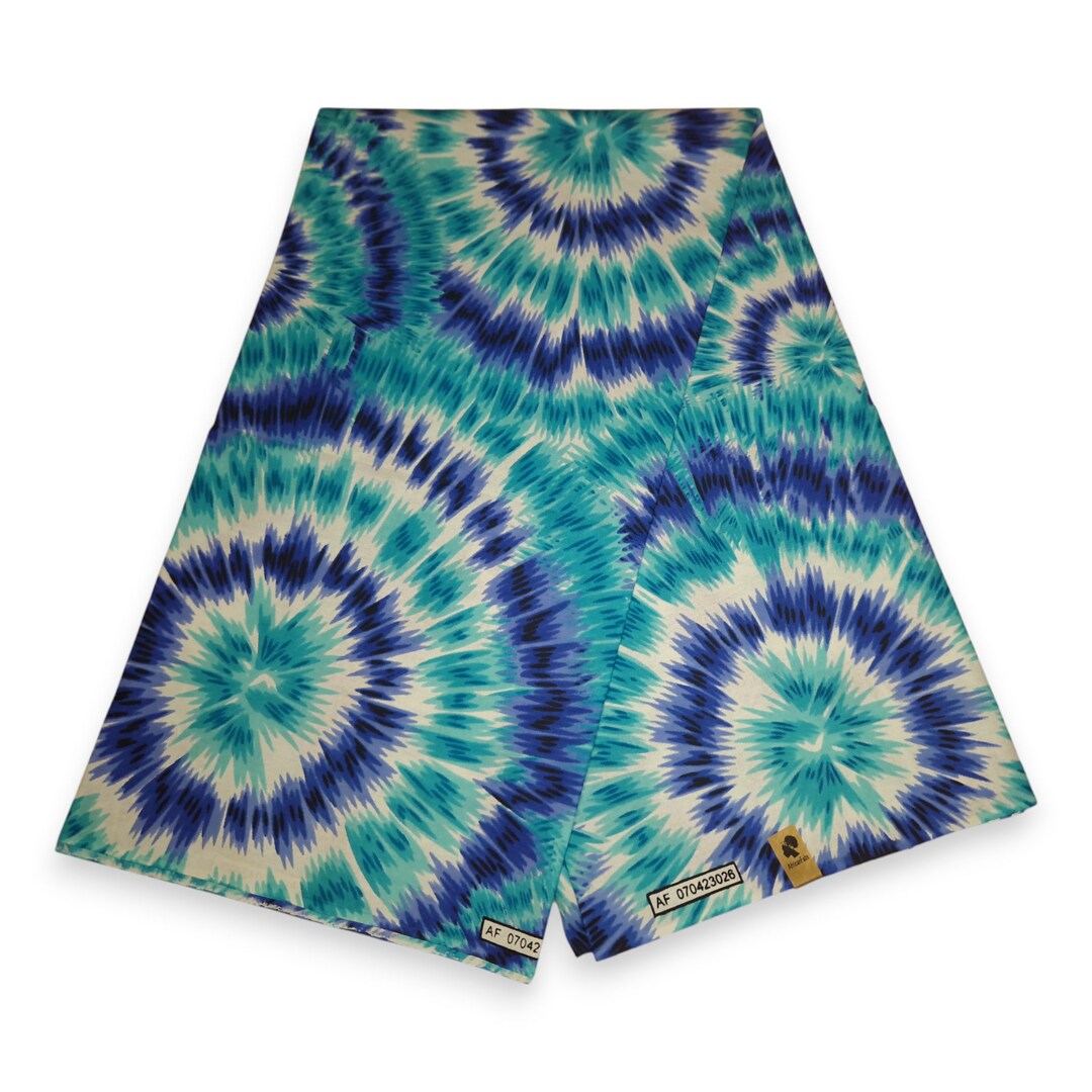 African Print Fabric - Blue Turquoise Tie Dye - Wax Print Fabric ...